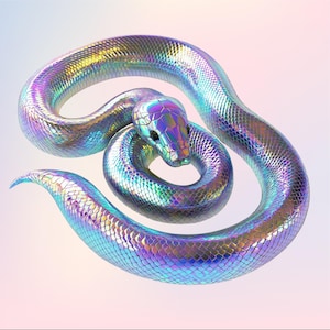 Holographic Snake Sticker, Mystical Snake Decal, Laptop, Kindle Sticker ...