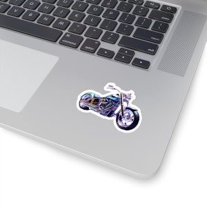 Holographic Motorcycle Sticker, Iconic Motorcycle Decal, Shiny Laptop ...