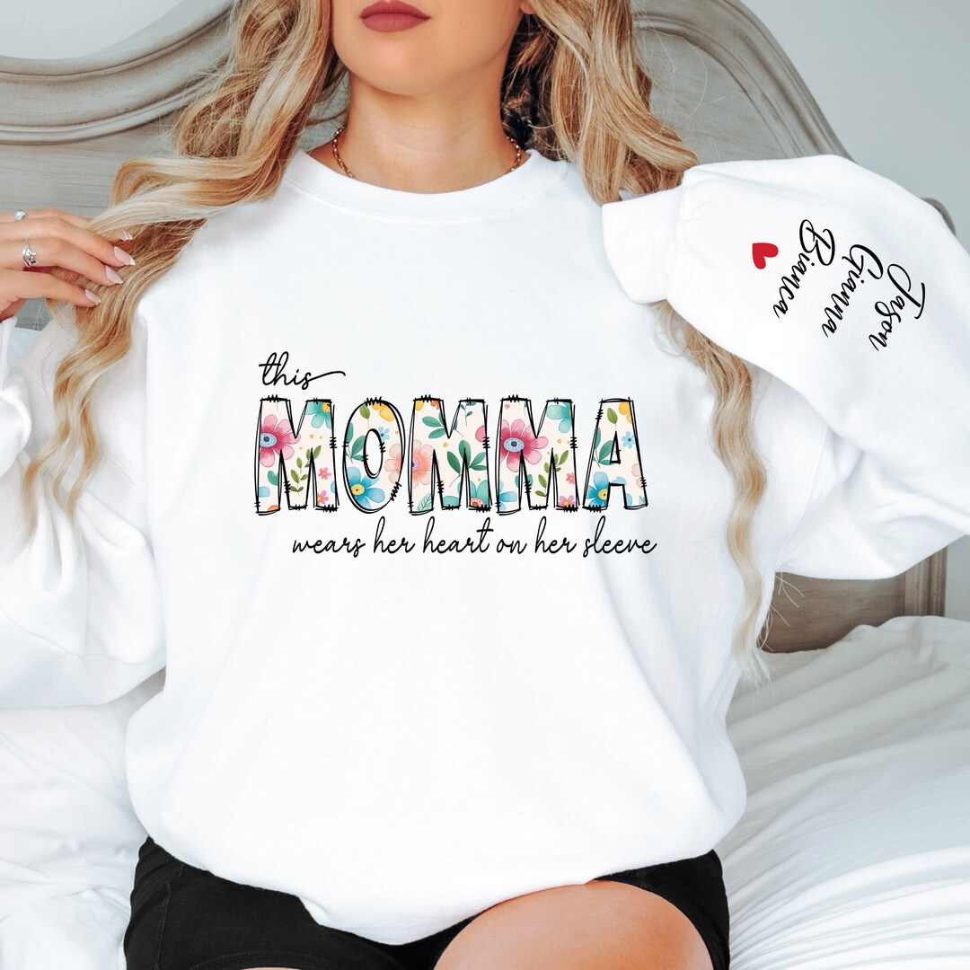 Personalized Momma Sweatshirt With Kids Names, Mom Crewneck, I Wear My ...