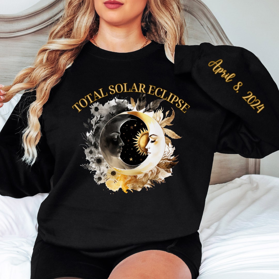 Total Solar Eclipse 2024 Hoodie, April 8, 2024 Sleeve Logo, Moon ...
