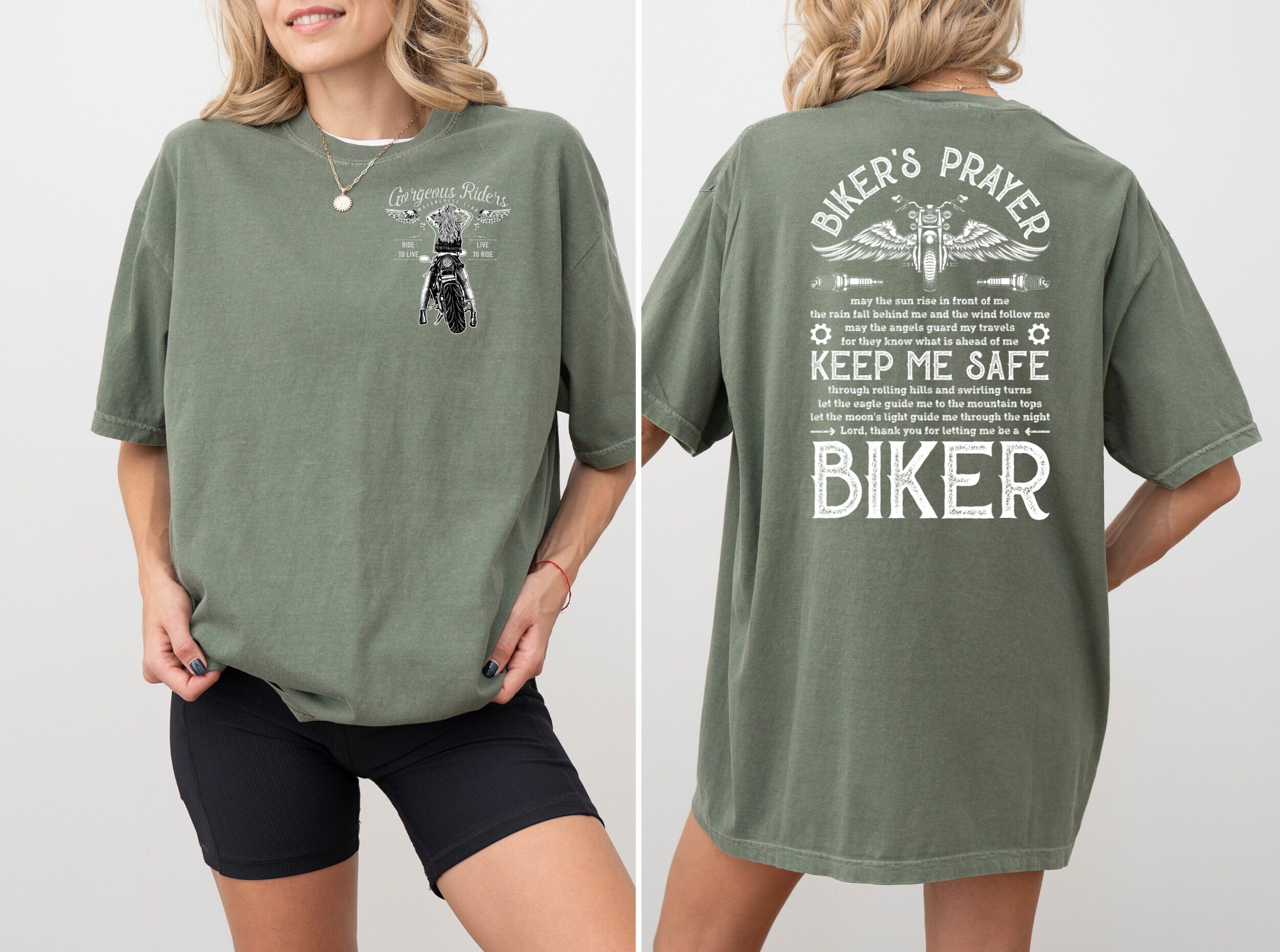Unique Biker Tee With Motorcycle Sayings and Prayer, Comfort Colors T ...