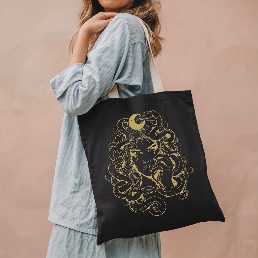 Medusa Snake Tote Bag, Greek Mythology, Boho Chic Bag, Goddess Medusa ...