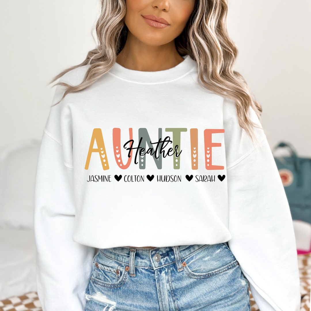 Personalized Auntie Sweatshirt With Names, New Aunt Shirt, Custom Gift ...