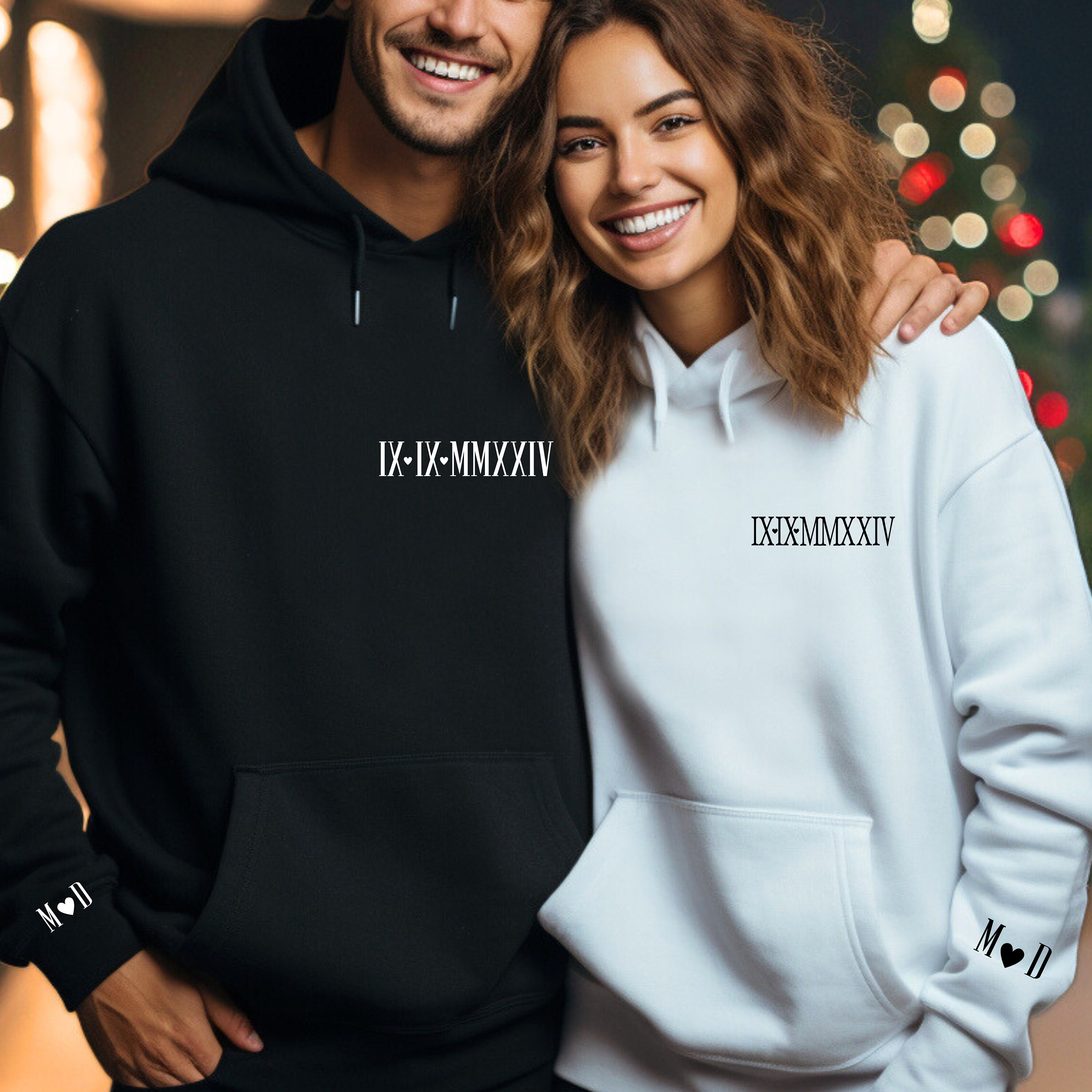 Custom Date and Initial Hoodie, Personalized Roman Numeral Hoodie ...