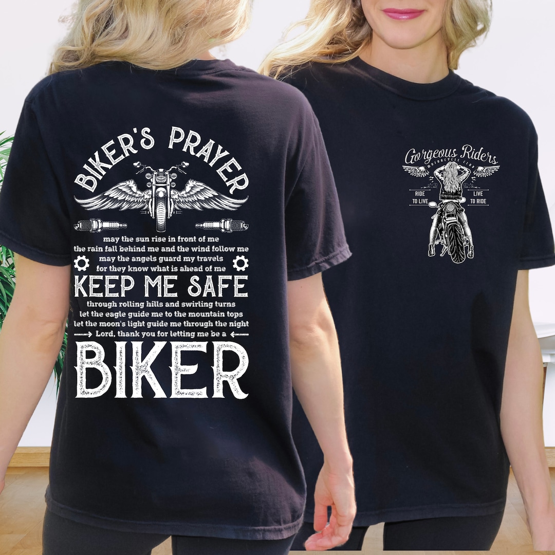 Unique Biker Tee With Motorcycle Sayings and Prayer, Comfort Colors T ...
