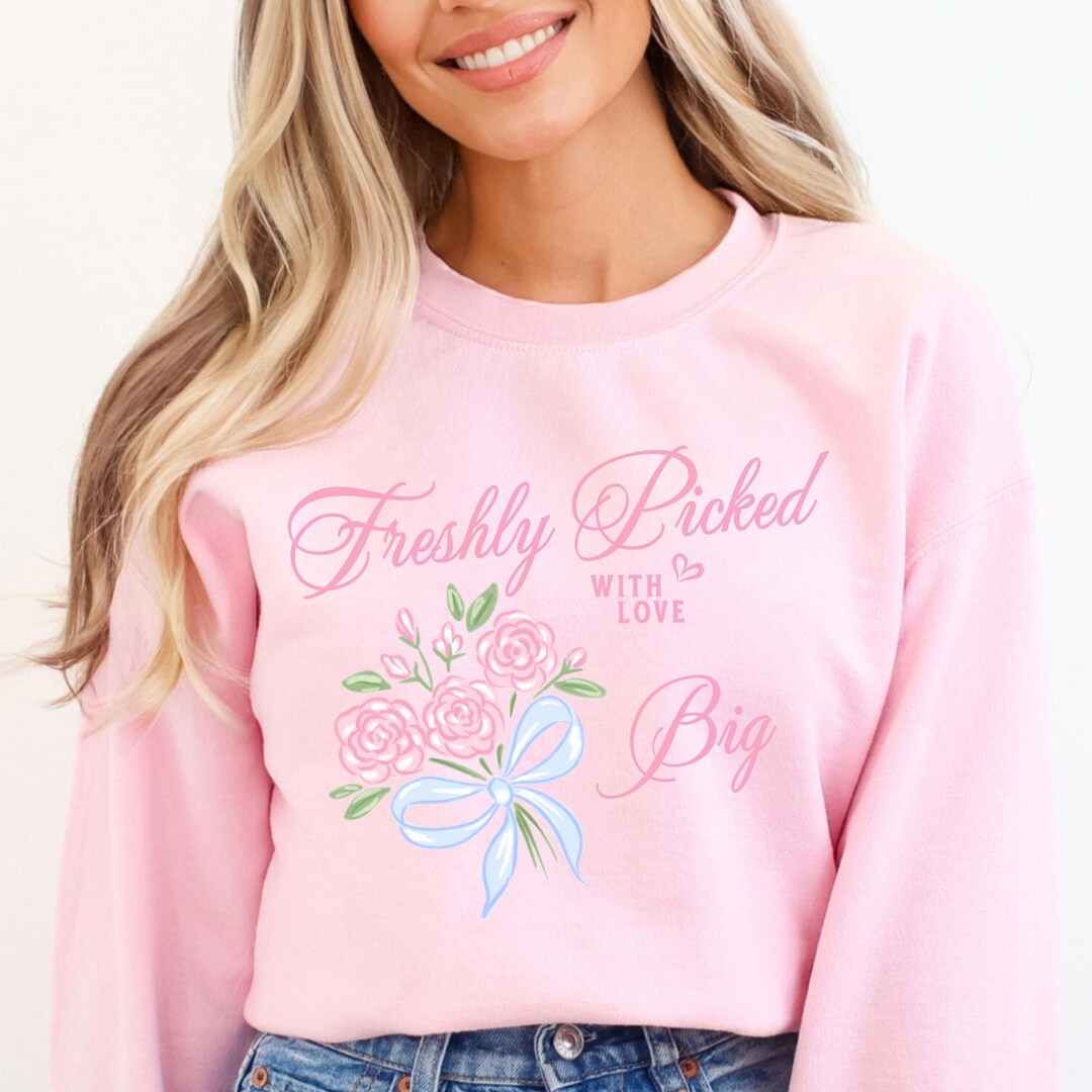 Freshly Picked Sorority Big Little Crewneck, Coquette Pink Bow, Big ...