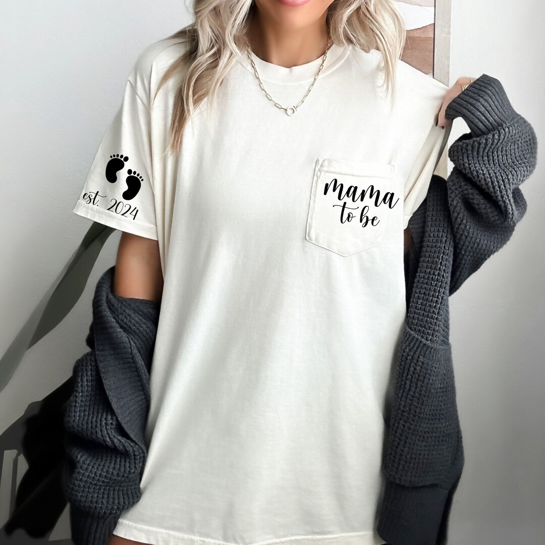 Personalized Mama to Be Shirt, Name on Sleeve, Pregnancy Reveal, New ...