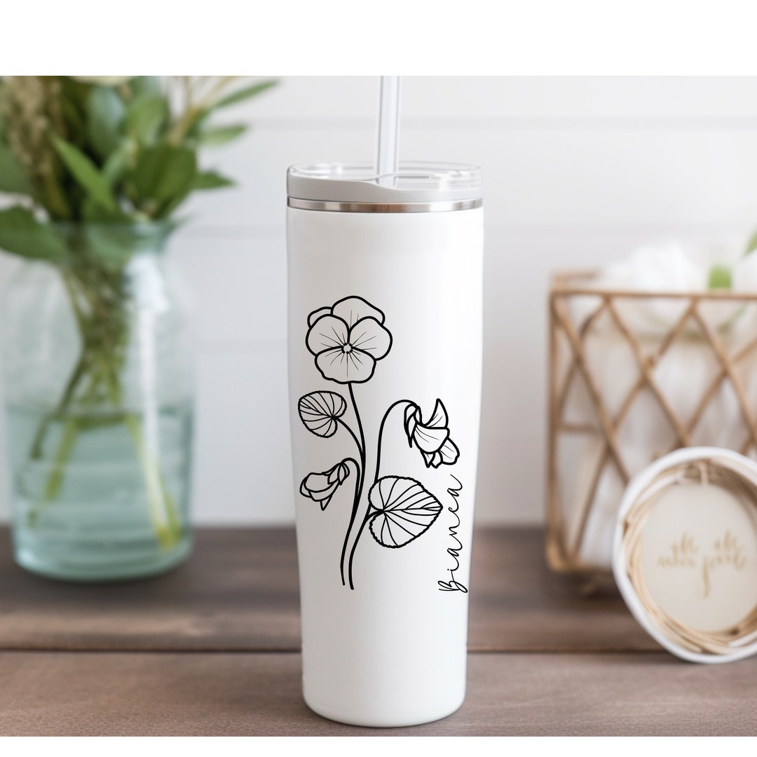 Personalized Tumbler FEBRUARY Birth Flower Coffee, Personalized Tumbler ...