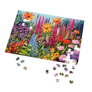 Wildflower Jigsaw Puzzle, Cottagecore Garden Puzzle, Embroidered ...