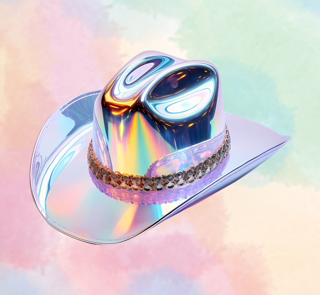 Holographic Cowboy Hat Sticker, Iconic Country Western Cowgirl Decal ...