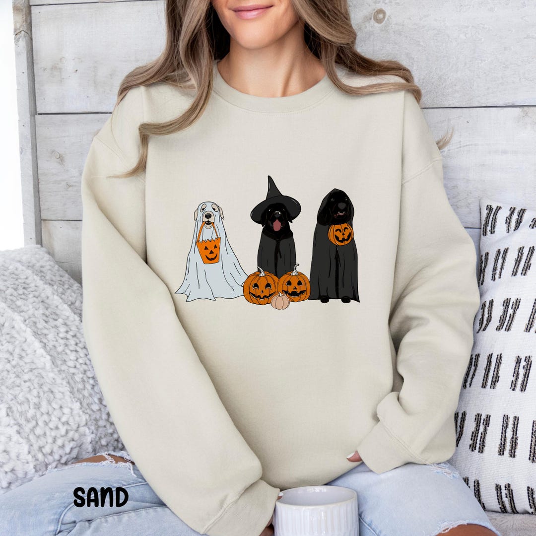 Black Labrador Ghost Halloween Sweatshirt, Ghost Dog Crewneck, Spooky ...