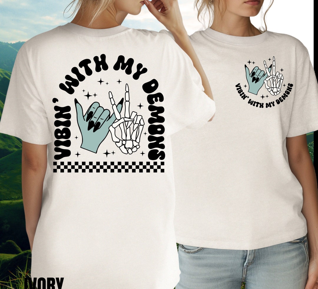 Vibin With My Demons Shirt, Skeleton Hand Shirt, Y3K Halloween, Retro ...