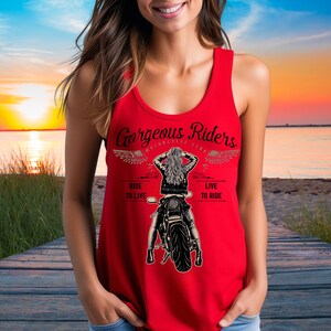 Motorcycle Riders Tank, Gorgeous Riders Racerback, Vintage Motorcycle ...