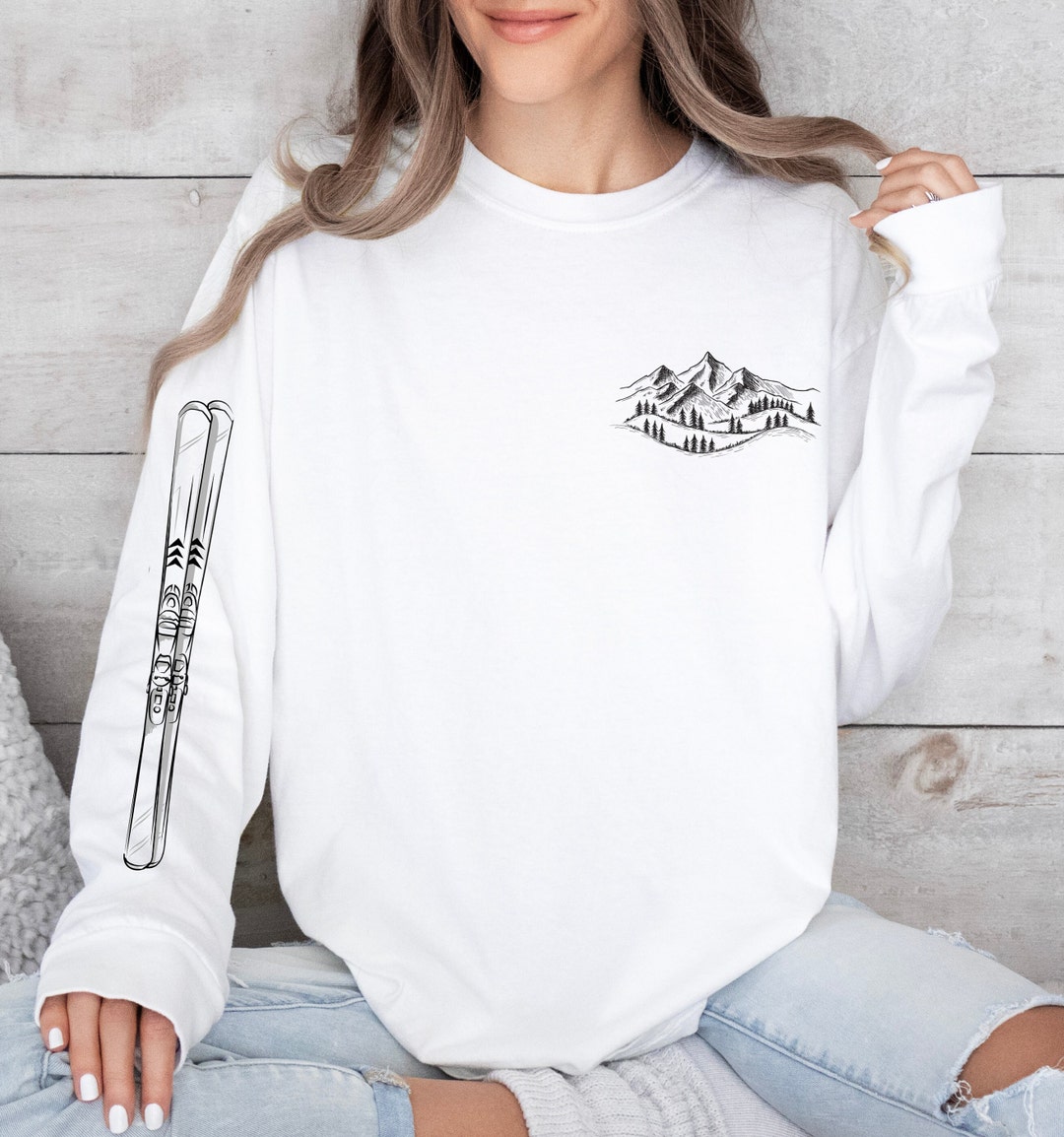 Ski Sweatshirt With Arm Logo for Outdoor Adventurer, Mountain Skier ...
