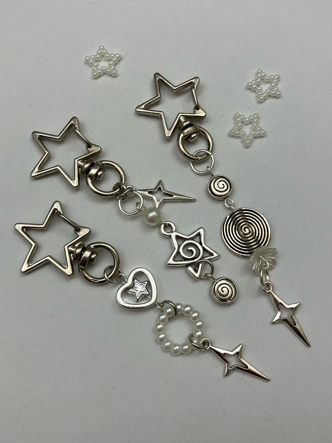 Silver Spiral Keychain | Beaded Charm / Handmade - Etsy