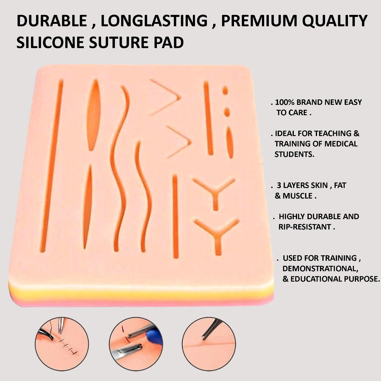 Suture Practice Medical Silicone 3 Layer Suturing Pad Human Skin Model Training - Etsy