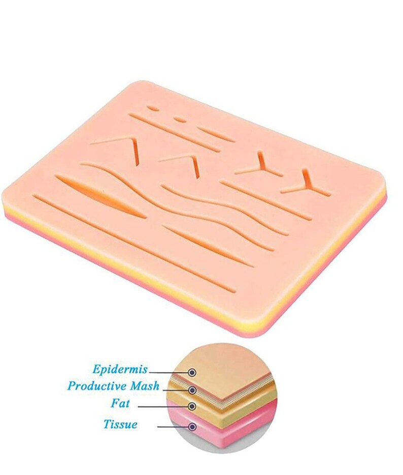 Suture Practice Medical Silicone 3 Layer Suturing Pad Human Skin Model ...