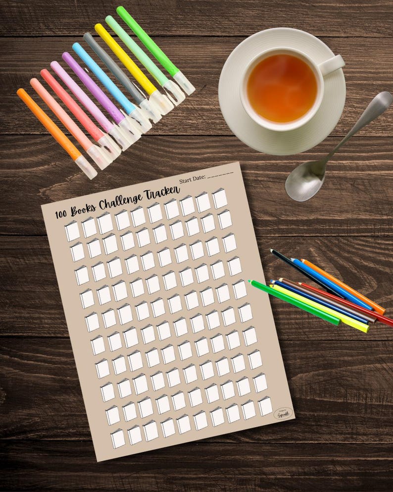 100 Books Challenge Tracker Printable: Cozy Reading Tracker (PDF) - Etsy
