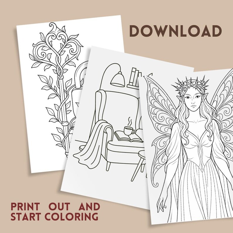 Romantasy Coloring Book: Dragons, Fae, Enemies to Lovers (PDF Printable ...