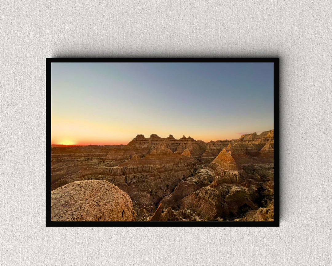 Sunrise at Badlands National Park Canvas, Print, Glossy Metal, Frame ...