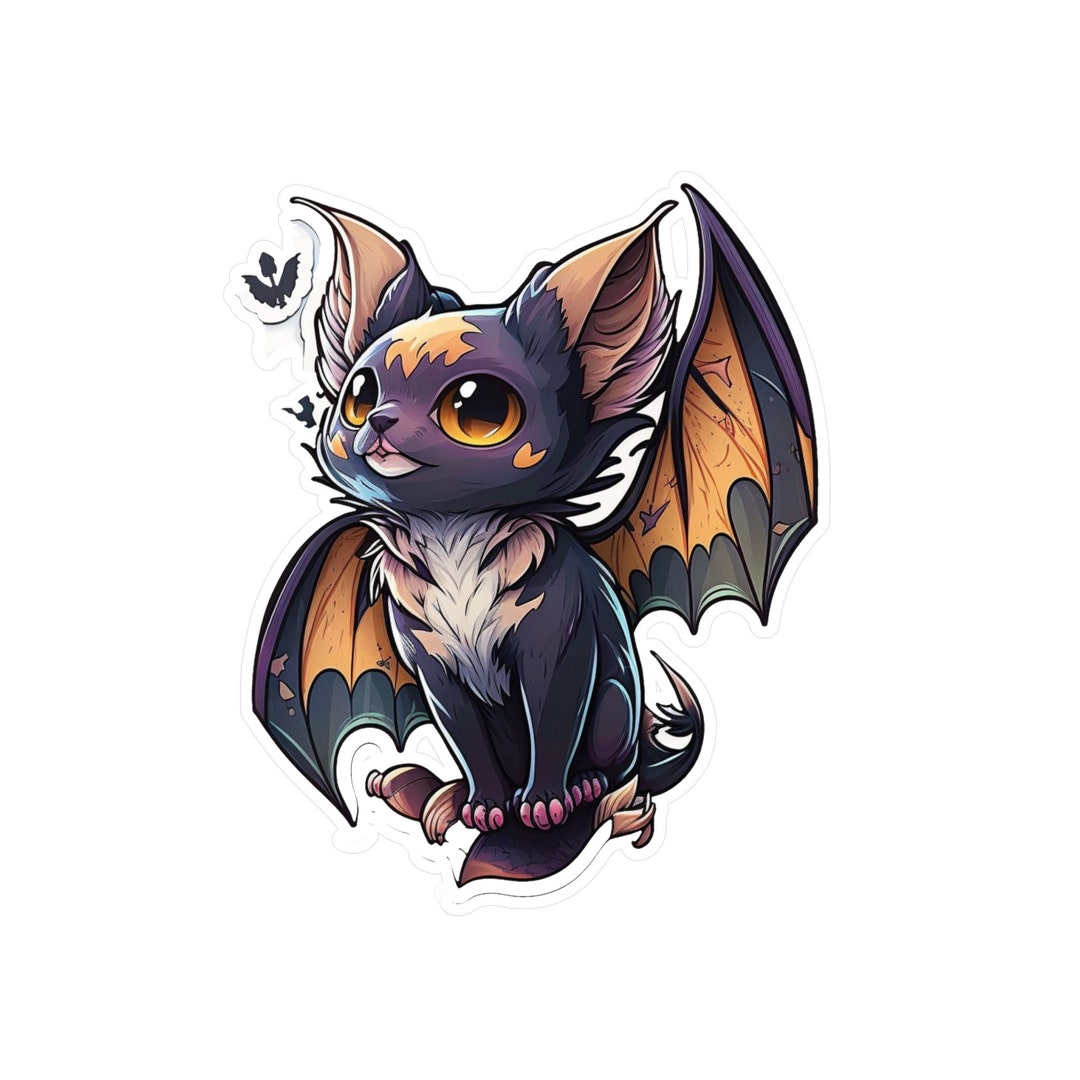 Cute Cat Bat With Wings Kiss-cut Vinyl Decals - Etsy