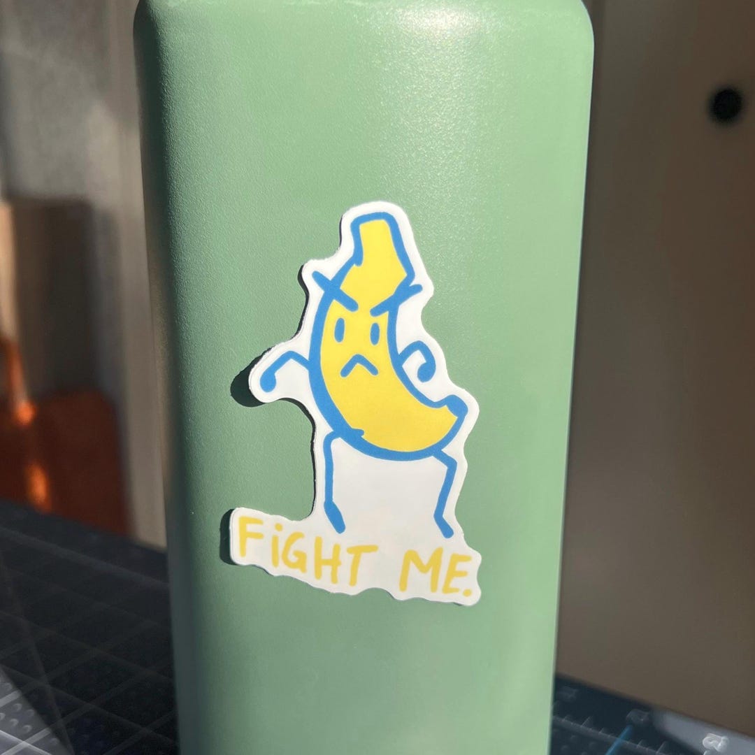 Angry Fighting Banana Vinyl Sticker - Etsy