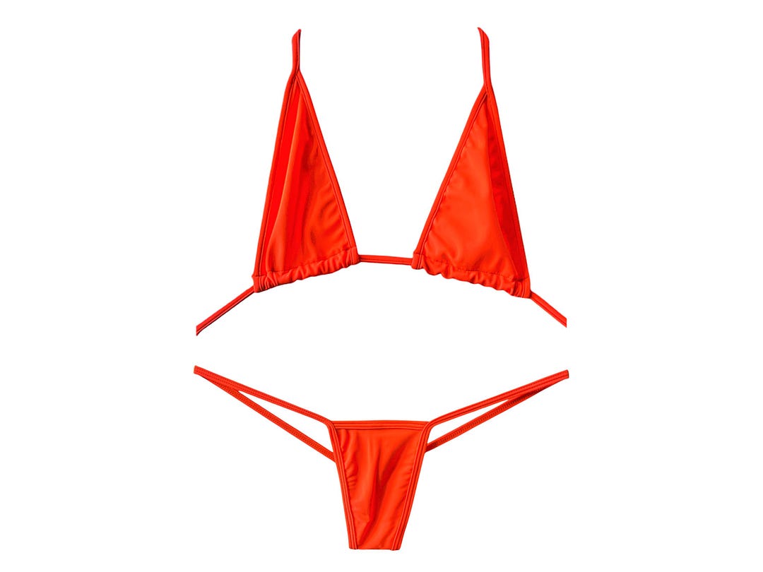 Orange Micro G String Thong Tri-kini Set - EXOTIC DANCEWEAR - Grlfriday ...