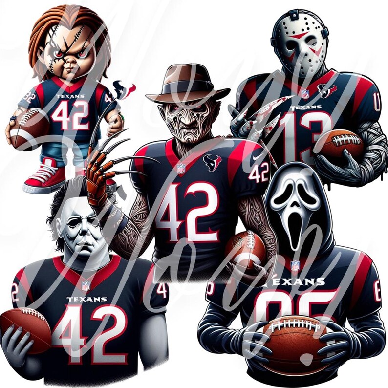 Horror Football 5 Images PNG Digital Download Halloween Jersey BUNDLE ...
