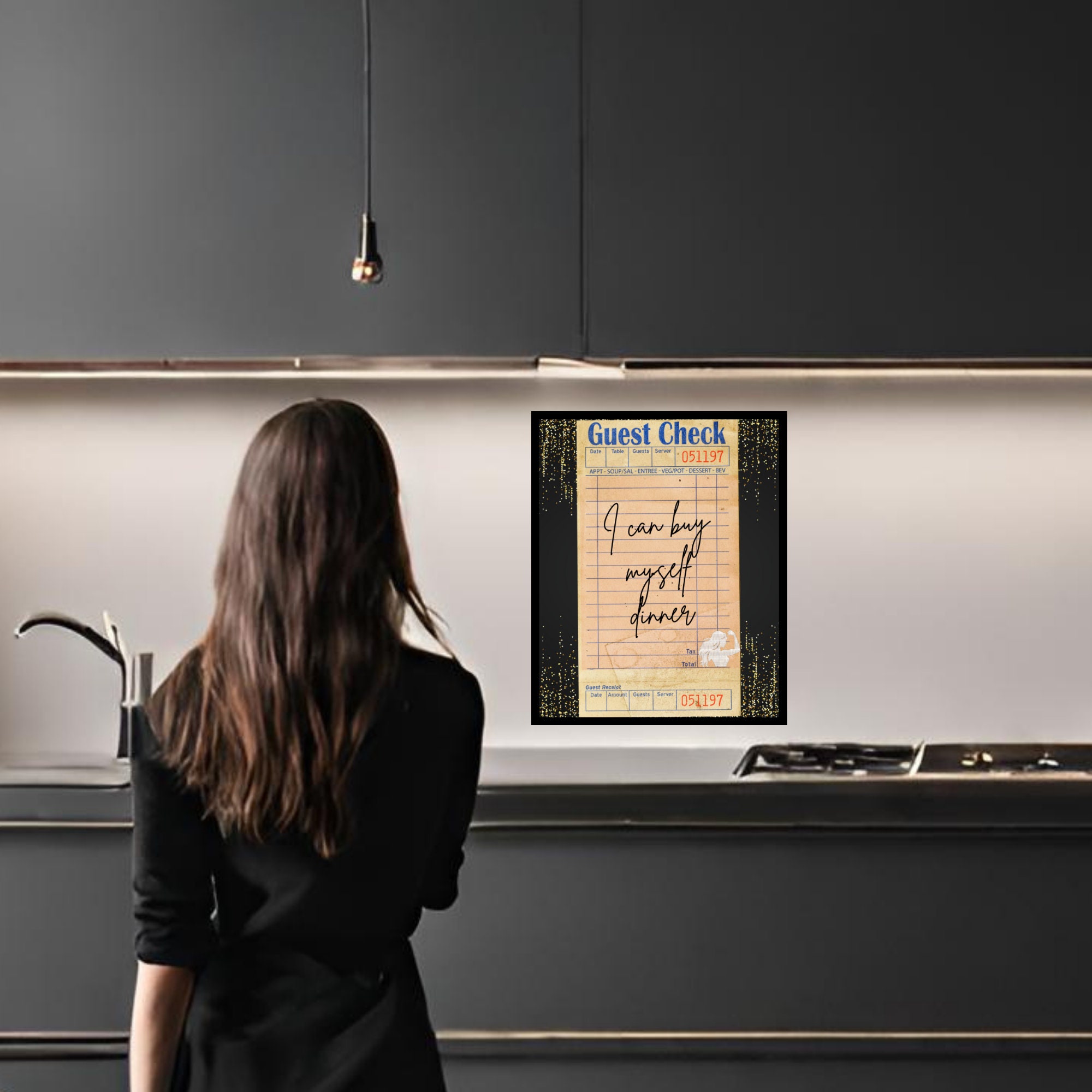 Guest Check Wall Art, Independent Woman Inspiration, Single Person Gift ...