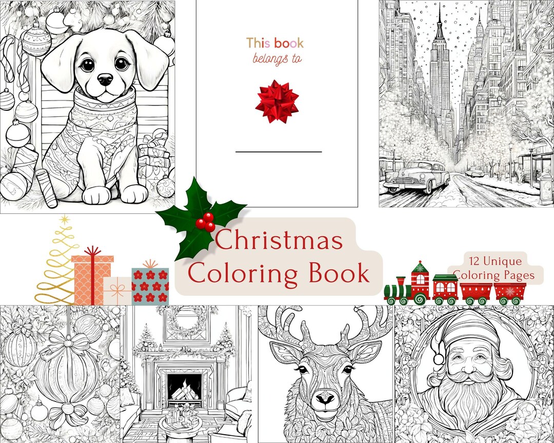 Christmas Adult Coloring Book, Coloring Page for Grownups, Gift for ...