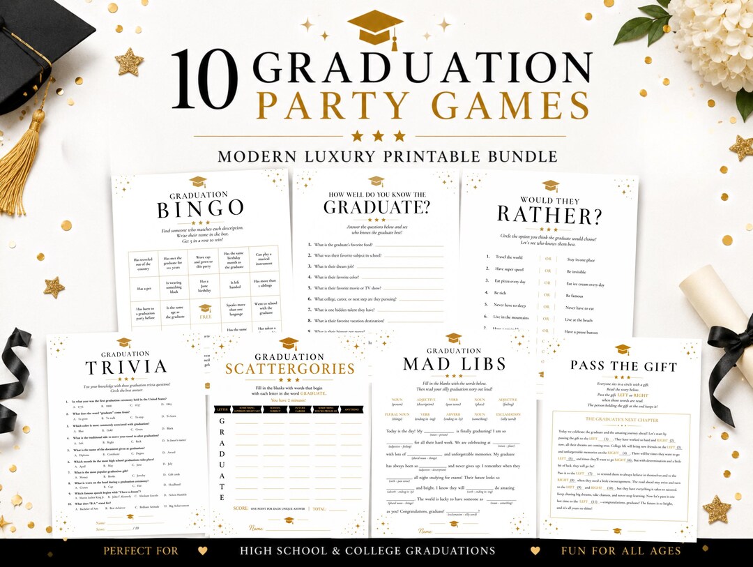 Graduation Party Games Printable Bundle, Class of 2026 Grad Games ...