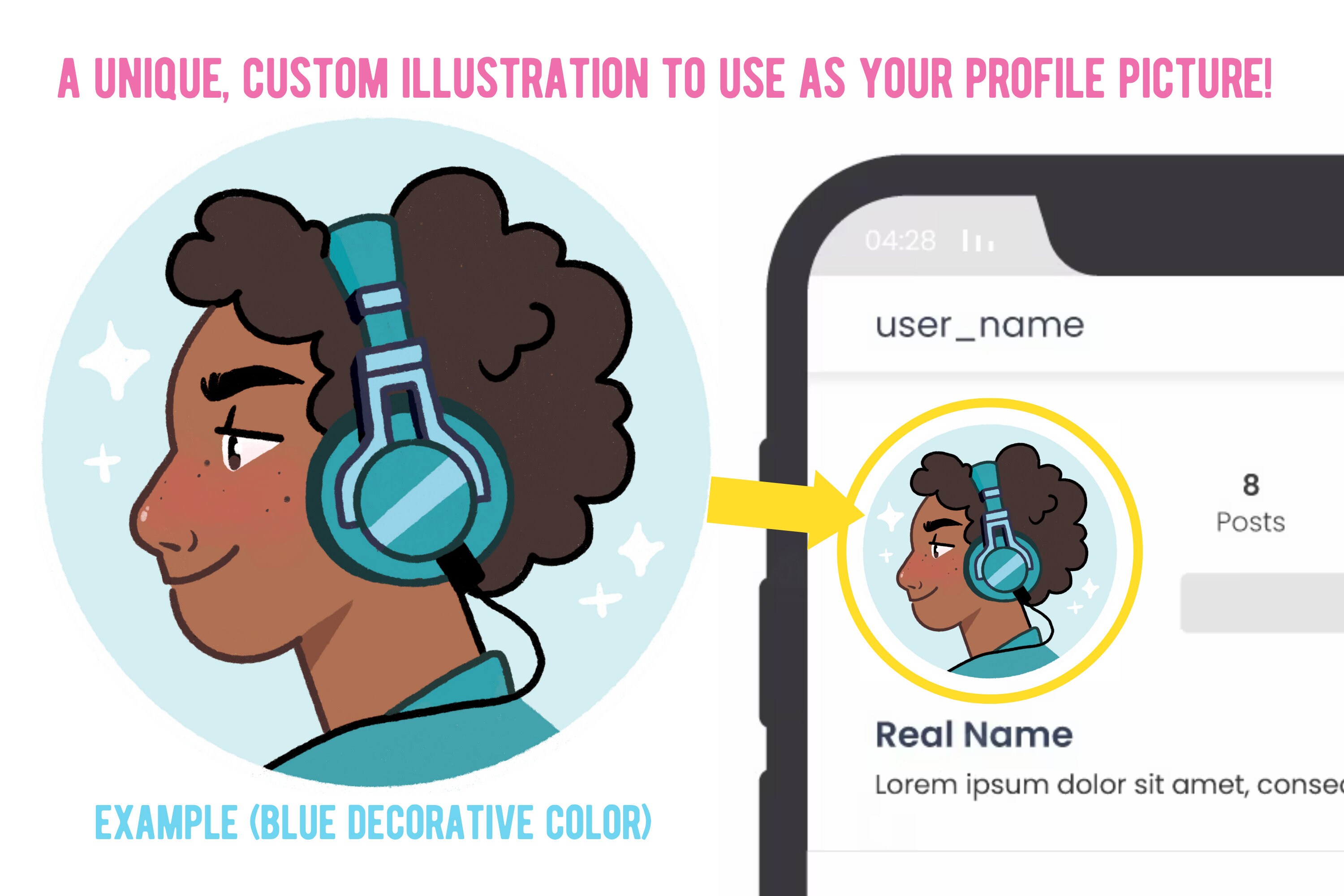 Custom Digital Profile Picture Personalized Digital Illustration Icon ...