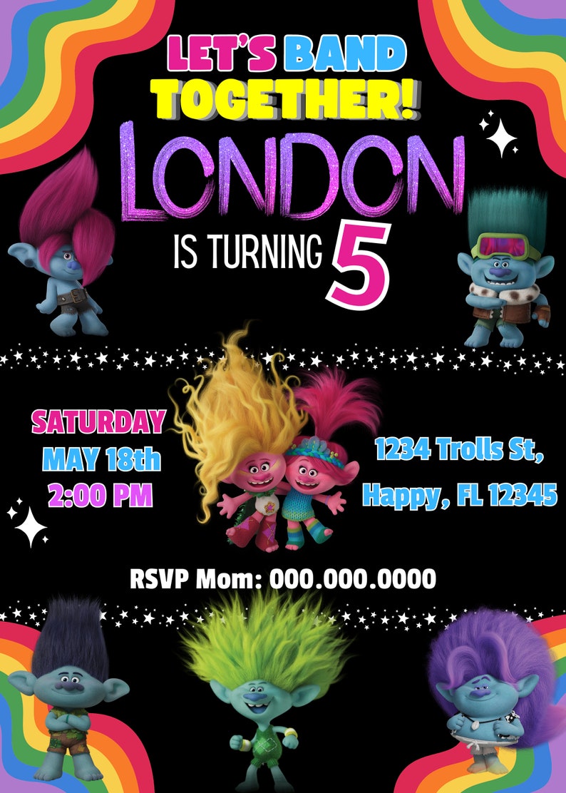 Trolls Birthday | Trolls Band Together | - Etsy