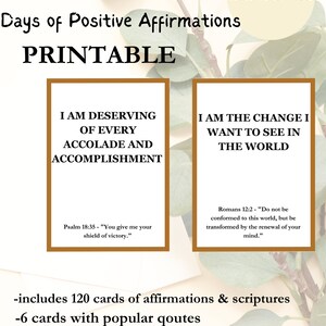 120 Days Positive Affirmation Cards Adult Flashcards, Printable ...