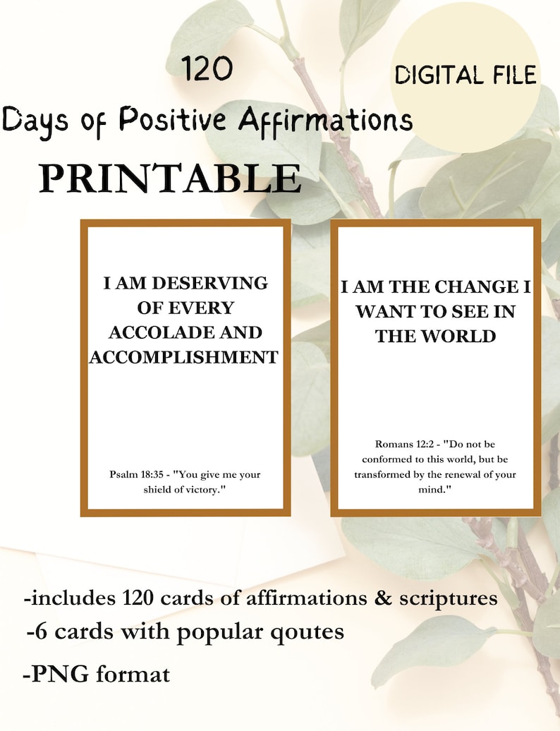 120 Days Positive Affirmation Cards Adult Flashcards - Etsy