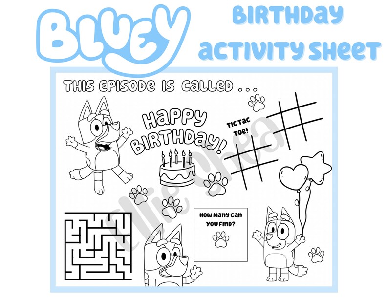 Bluey Birthday Coloring Sheet - Etsy