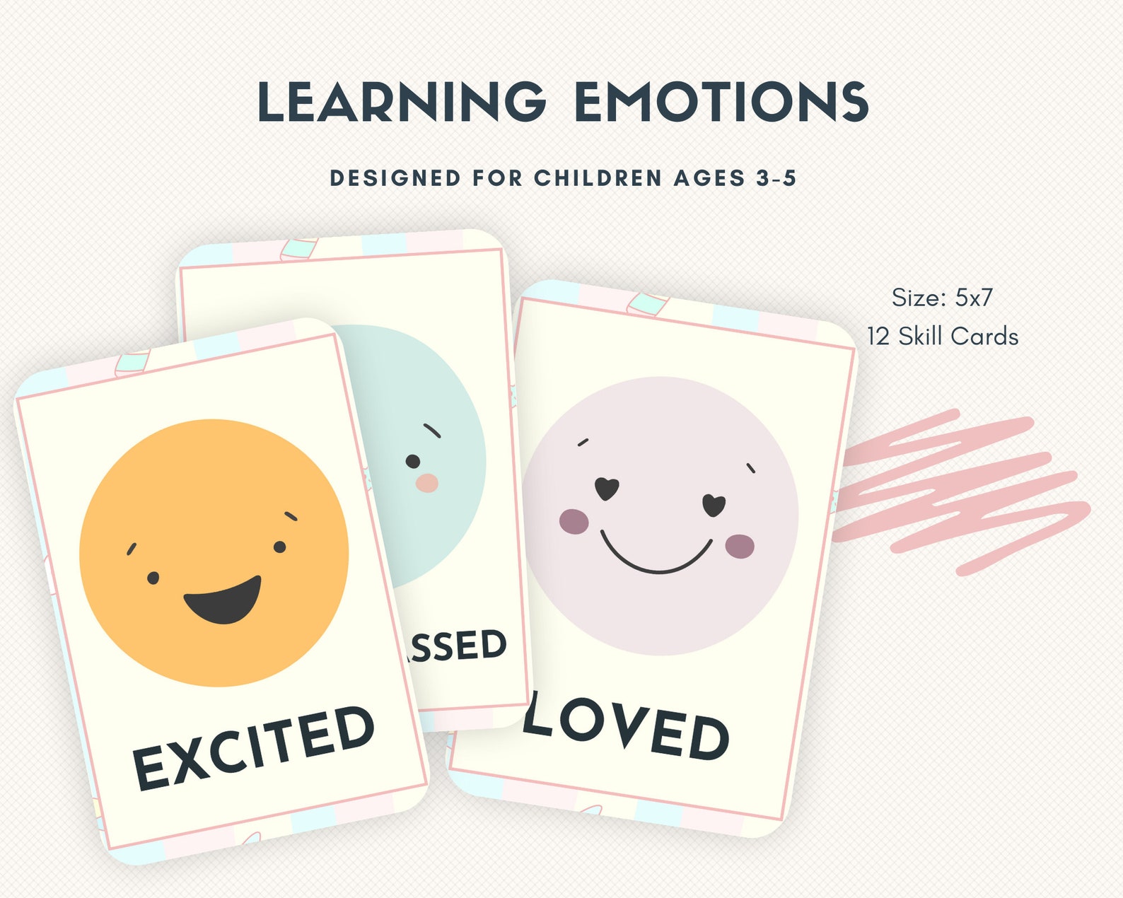 LEARNING EMOTIONS PRINTABLE Skill Cards for Kids | 5x7 Printable ...
