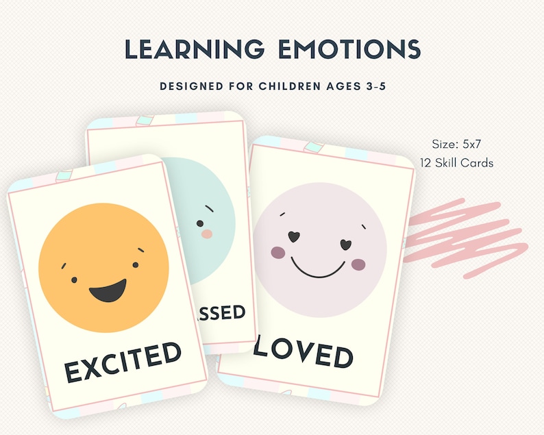 LEARNING EMOTIONS PRINTABLE Skill Cards for Kids | 5x7 Printable ...