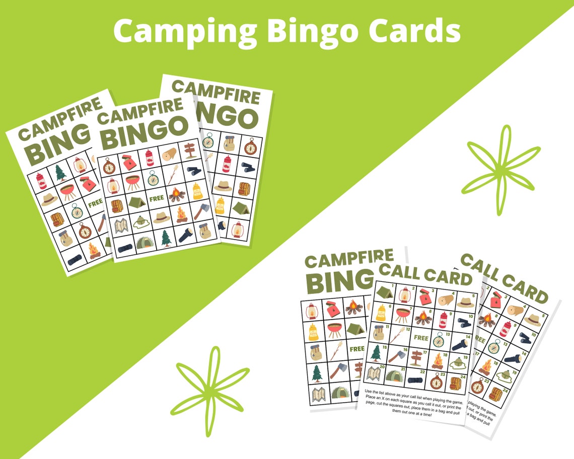 CAMPING BINGO CARDS Game for Kids Printable Bingo Cards Printable ...