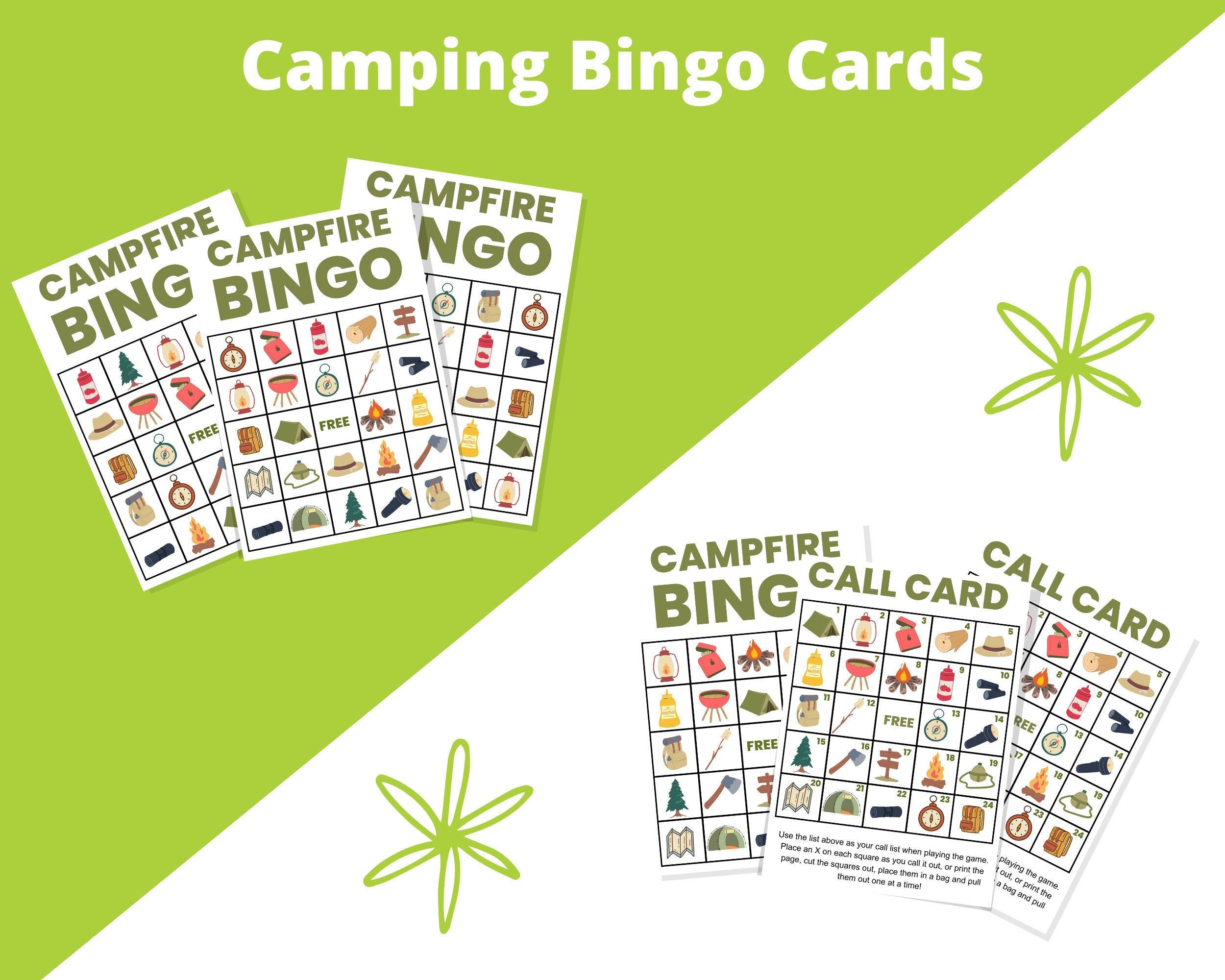 CAMPING BINGO CARDS Game for Kids Printable Bingo Cards Printable ...