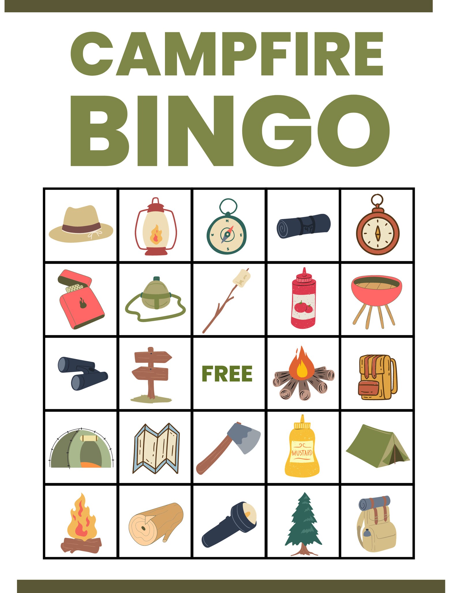 CAMPING BINGO CARDS Game for Kids Printable Bingo Cards Printable ...