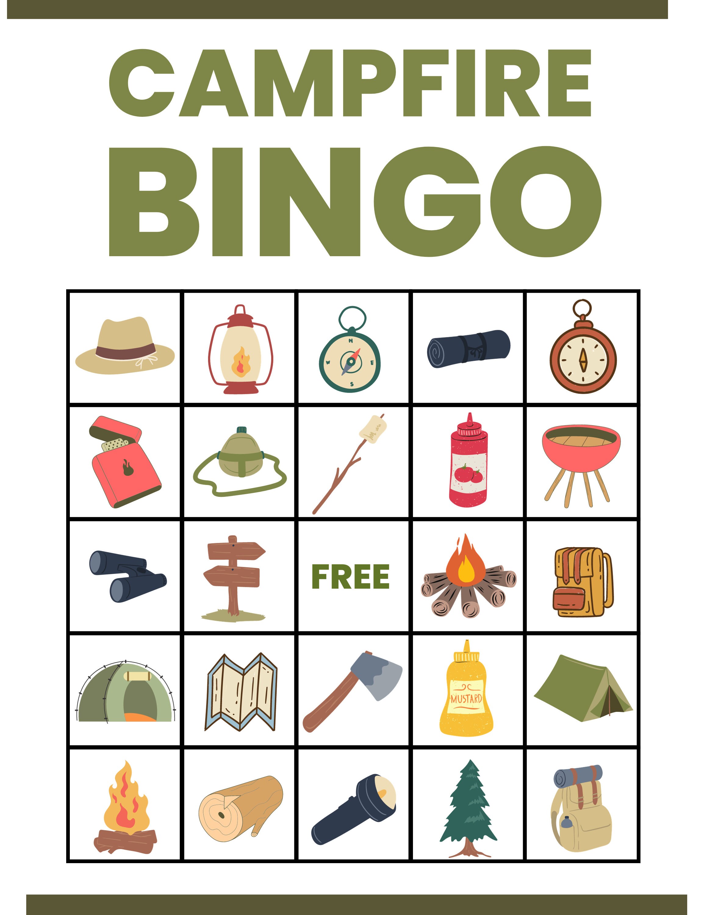 CAMPING BINGO CARDS Game for Kids Printable Bingo Cards Printable ...