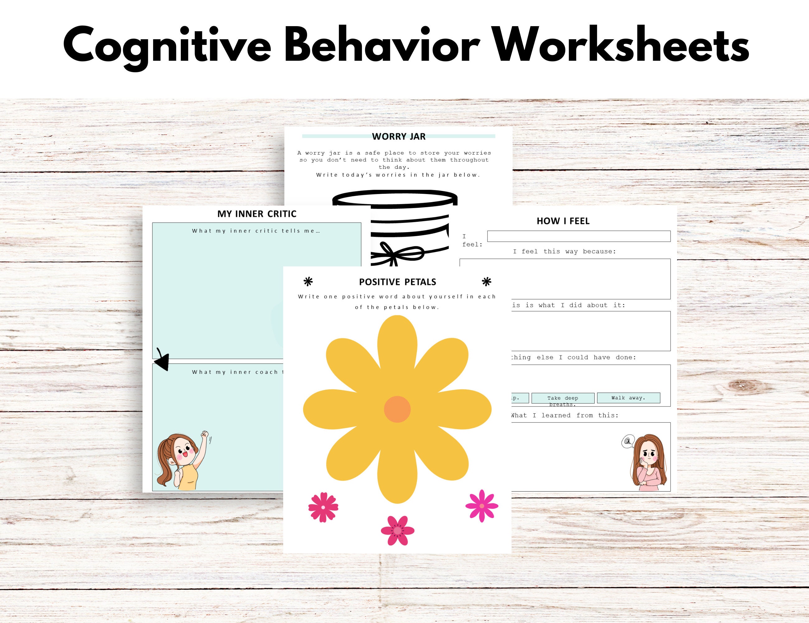 COGNITIVE BEHAVIORAL WORKSHEET for Kids | Cognitive Behavioral Therapy ...