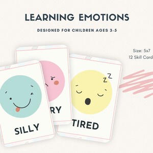LEARNING EMOTIONS PRINTABLE Skill Cards for Kids | 5x7 Printable ...