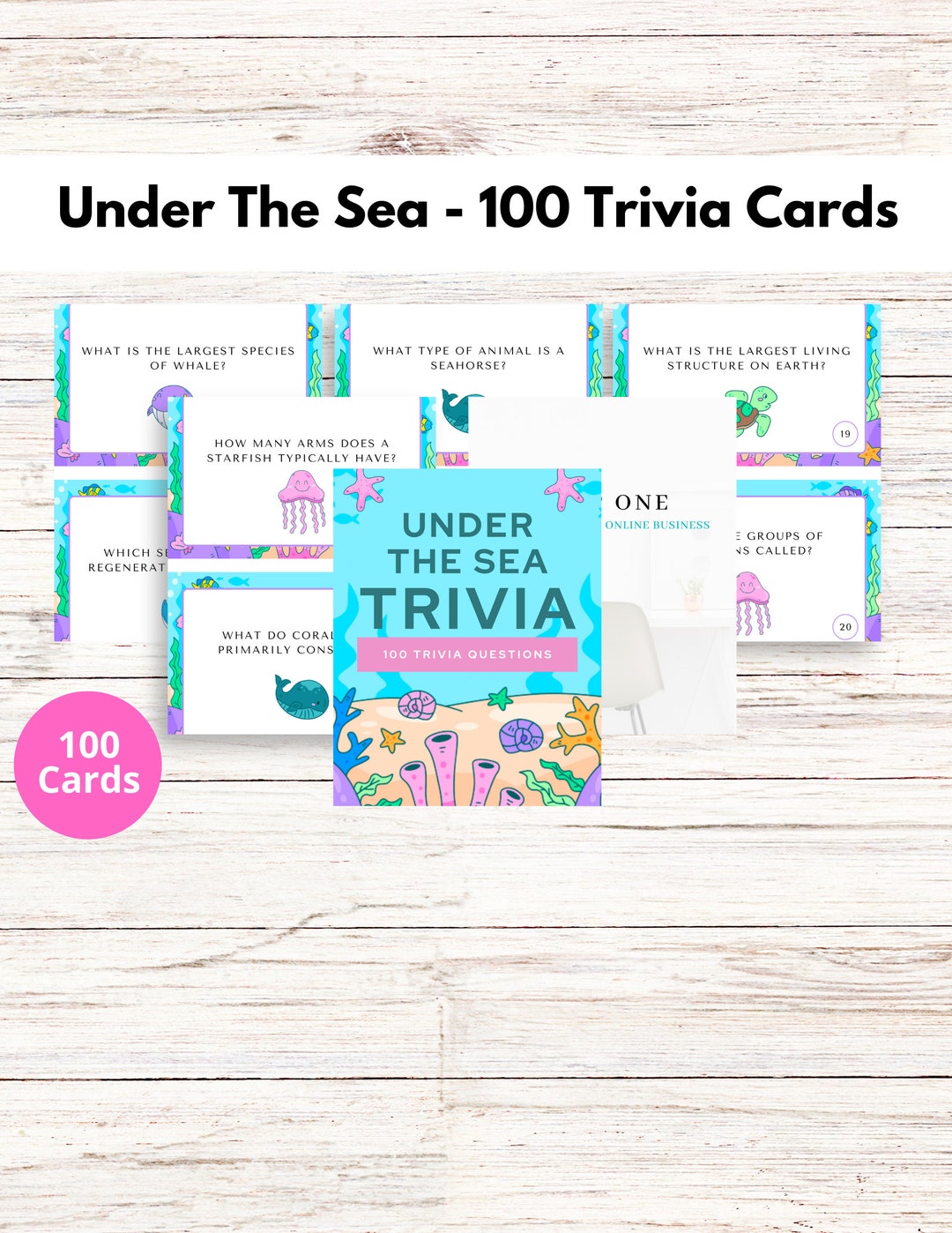 UNDER THE SEA Theme Trivia Game Cards for Kids | Under the Sea Trivia ...