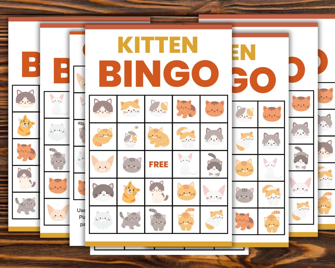 KITTEN BINGO CARDS Game for Kids Printable Bingo Cards Printable ...