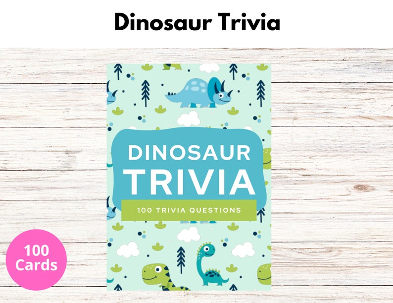 PRINTABLE DINOSAUR TRIVIA Card for Kids Dinosaur Theme Trivia Cards Set ...