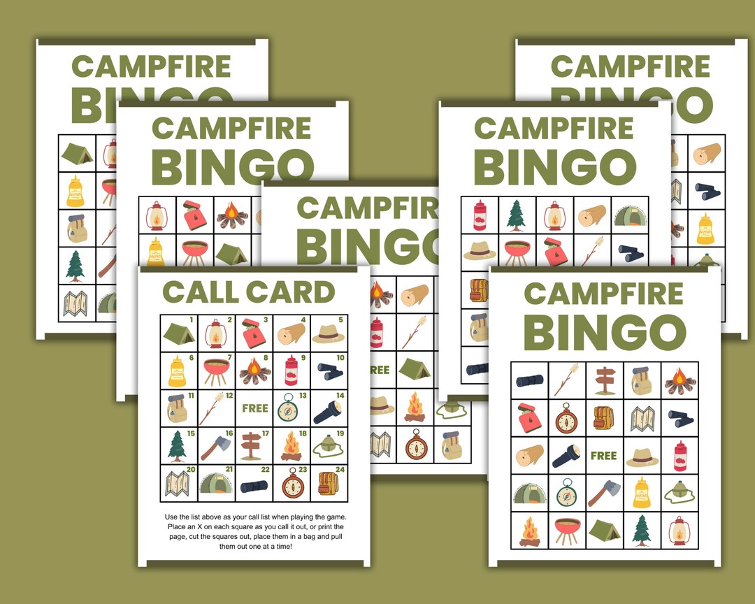 CAMPING BINGO CARDS Game for Kids Printable Bingo Cards Printable ...