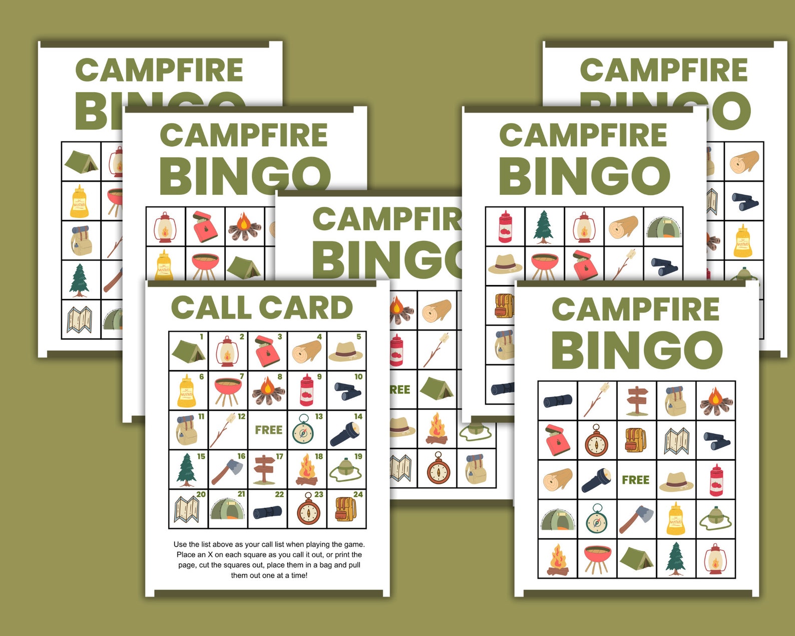 CAMPING BINGO CARDS Game for Kids Printable Bingo Cards Printable ...