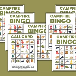 CAMPING BINGO CARDS Game for Kids Printable Bingo Cards Printable ...